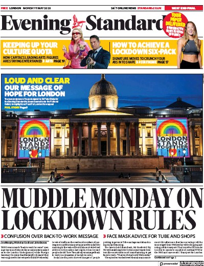 London Evening Standard (UK) Front Page for 12 May 2020 | Paperboy ...