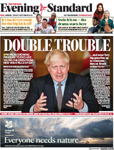 London Evening Standard (UK) Front Page for 14 September 2020 ...