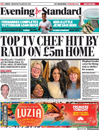 London Evening Standard (UK) Front Page for 16 January 2020 | Paperboy ...