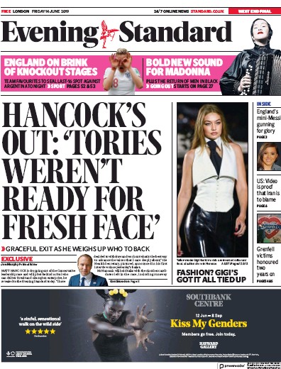 London Evening Standard (UK) Front Page for 17 June 2019 | Paperboy ...