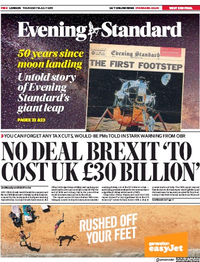 London Evening Standard (UK) Front Page for 19 July 2019 | Paperboy ...