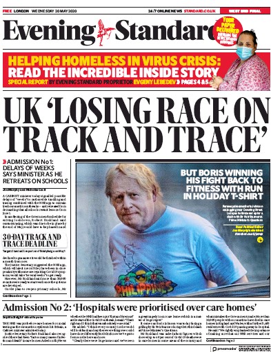 London Evening Standard (UK) Front Page for 21 May 2020 | Paperboy ...