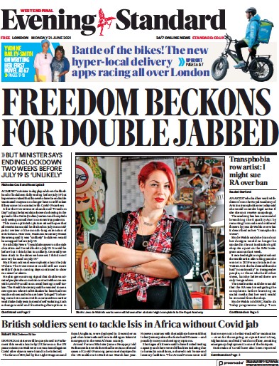 London Evening Standard (UK) Front Page for 22 June 2021 | Paperboy ...