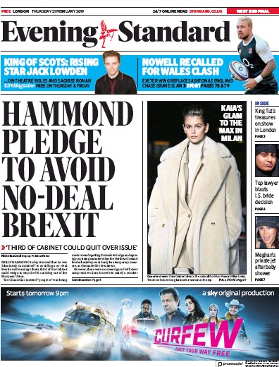 London Evening Standard (UK) Front Page for 23 February 2019 | Paperboy ...