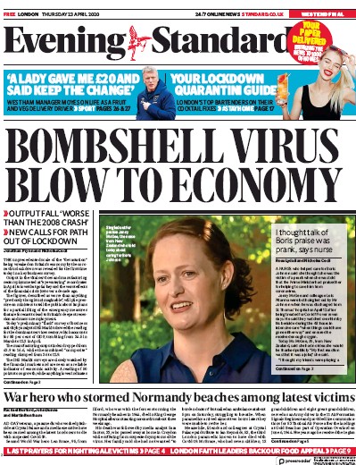 London Evening Standard (UK) Front Page for 24 April 2020 | Paperboy ...