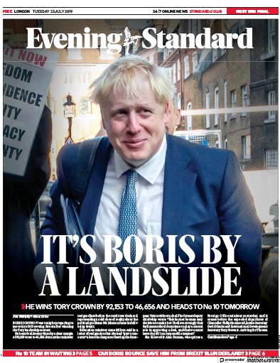 London Evening Standard (UK) Front Page for 24 July 2019 | Paperboy ...