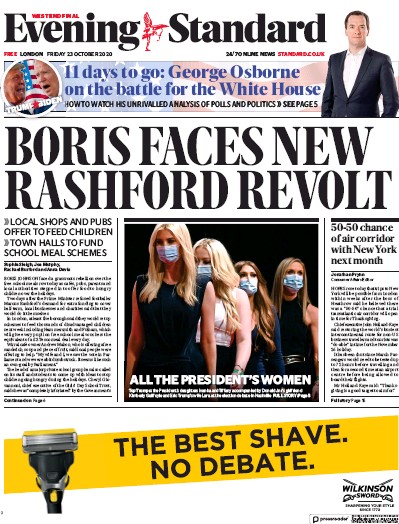 London Evening Standard (UK) Front Page for 26 October 2020 | Paperboy ...