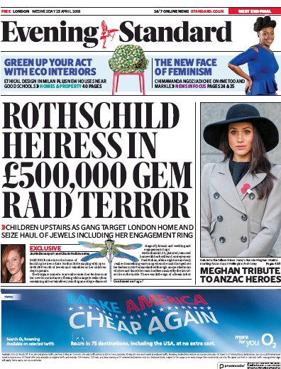 London Evening Standard (UK) Front Page for 27 April 2018 | Paperboy ...