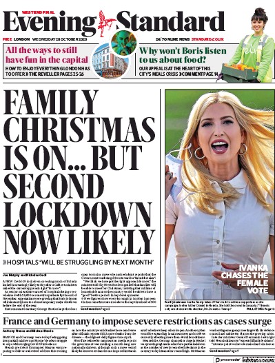 London Evening Standard (UK) Front Page for 29 October 2020 | Paperboy ...