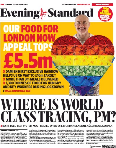 London Evening Standard (UK) Front Page for 30 May 2020 | Paperboy ...