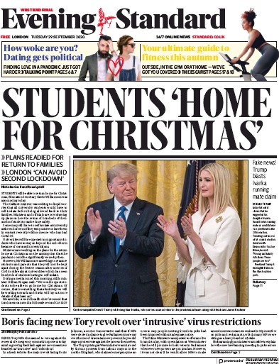 London Evening Standard (UK) Front Page for 30 September 2020 ...