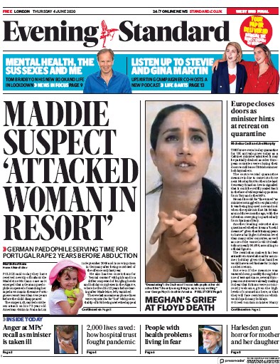 London Evening Standard (UK) Front Page for 5 June 2020 | Paperboy ...