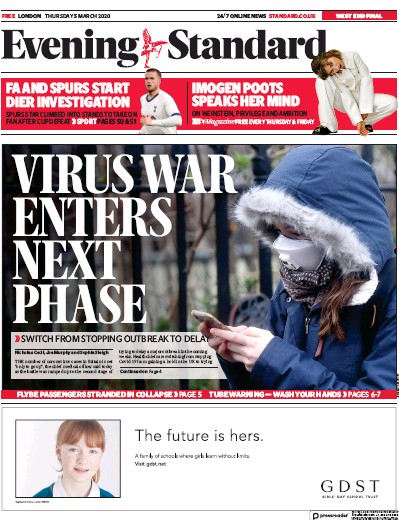 London Evening Standard (UK) Front Page for 6 March 2020 | Paperboy ...
