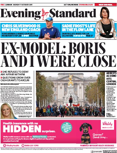 London Evening Standard (UK) Front Page for 8 October 2019 | Paperboy ...