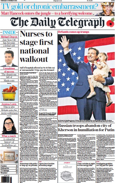 The Daily Telegraph (UK) Front Page for 10 November 2022 | Paperboy ...