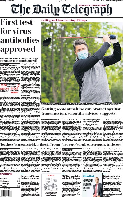 The Daily Telegraph (UK) Front Page for 14 May 2020 | Paperboy Online ...