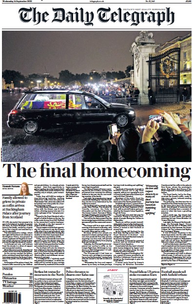 The Daily Telegraph (UK) Front Page for 14 September 2022 | Paperboy ...