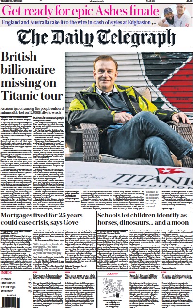 The Daily Telegraph (UK) Front Page for 20 June 2023 | Paperboy Online ...
