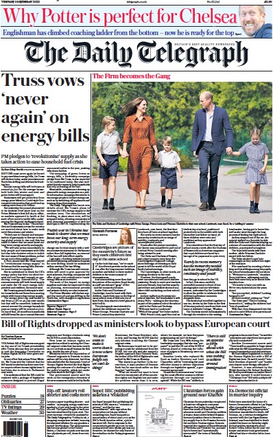 The Daily Telegraph (UK) Front Page for 8 September 2022 | Paperboy ...