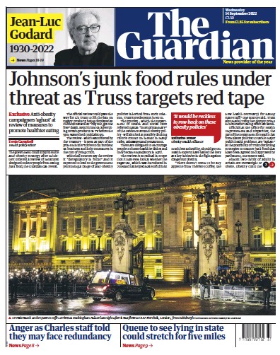 The Guardian (UK) Front Page for 14 September 2022 | Paperboy Online ...