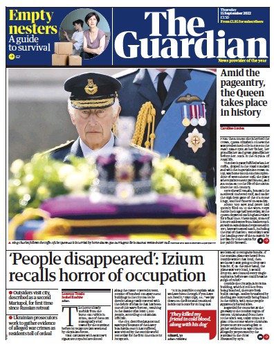The Guardian (UK) Front Page for 15 September 2022 | Paperboy Online ...