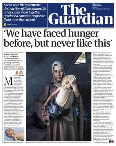 The Guardian (UK) Front Page for 24 July 2025 | Paperboy Online Newspapers