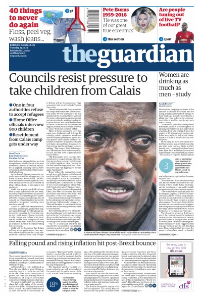 The Guardian (UK) Front Page for 25 October 2016 | Paperboy Online ...