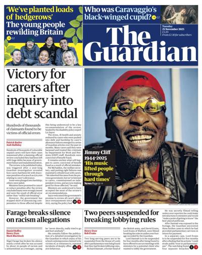 The Guardian (UK) Front Page for 25 November 2025 | Paperboy Online ...
