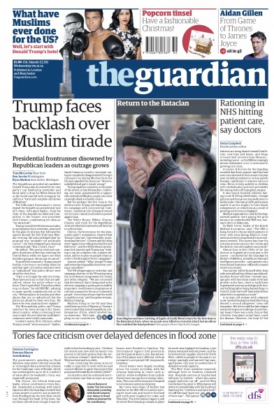 The Guardian (UK) Front Page for 9 December 2015 | Paperboy Online ...