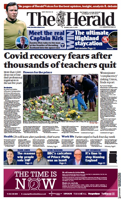 The Herald (UK) Front Page for 12 April 2021 | Paperboy Online Newspapers The Herald (UK) Front Page for 12 April 2021 | Paperboy Online Newspapers