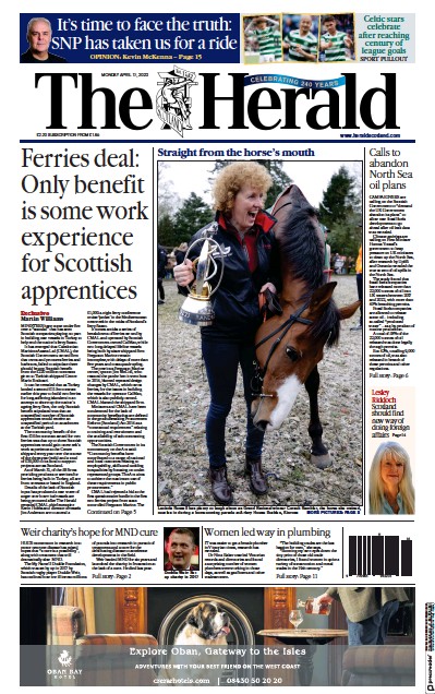 The Herald (UK) Front Page for 17 April 2023 | Paperboy Online Newspapers