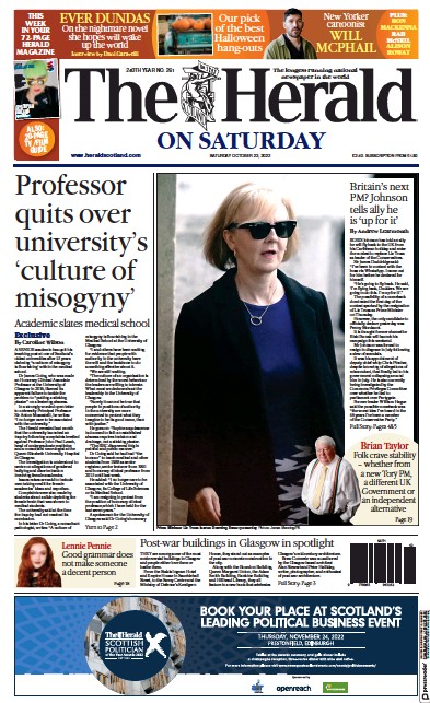 The Herald (UK) Front Page for 22 October 2022 | Paperboy Online Newspapers