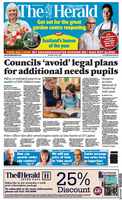 The Herald (UK) Front Page for 3 April 2021 | Paperboy Online Newspapers