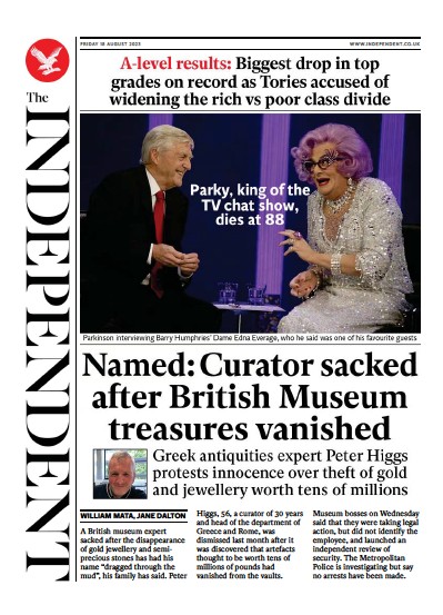 The Independent (UK) Front Page for 19 August 2023 | Paperboy Online ...