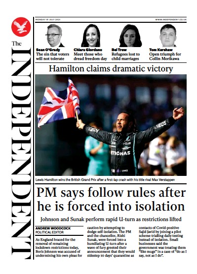 The Independent (UK) Front Page for 20 July 2021 | Paperboy Online ...