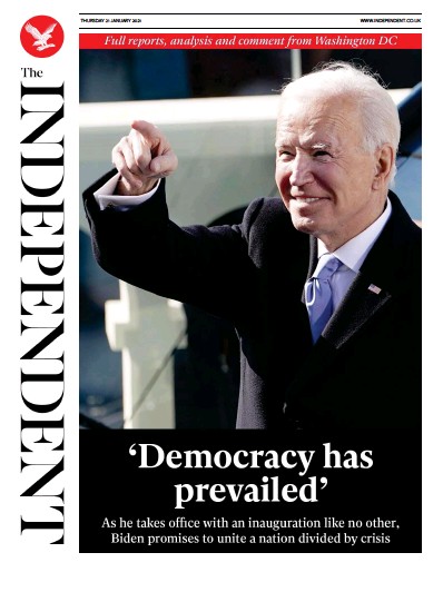 The Independent (UK) Front Page for 21 January 2021 | Paperboy Online ...