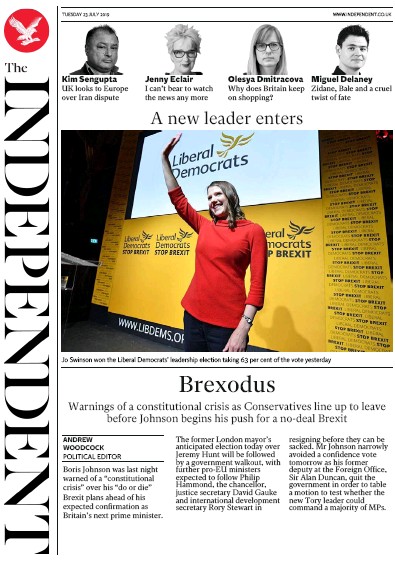 The Independent (UK) Front Page for 23 July 2019 | Paperboy Online ...