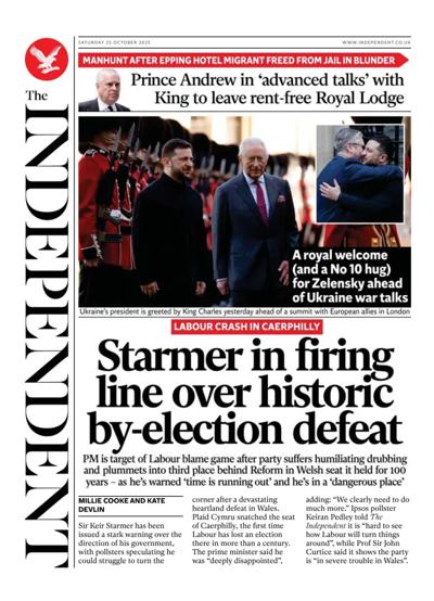 The Independent (UK) Front Page for 25 October 2025 | Paperboy Online ...