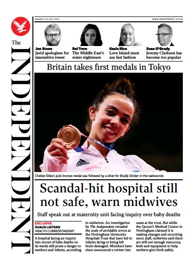 The Independent (UK) Front Page for 27 July 2021 | Paperboy Online ...