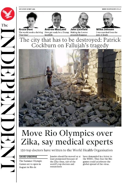 The Independent (UK) Front Page for 28 May 2016 | Paperboy Online ...