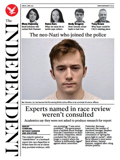 The Independent (UK) Front Page for 2 April 2021 | Paperboy Online ...