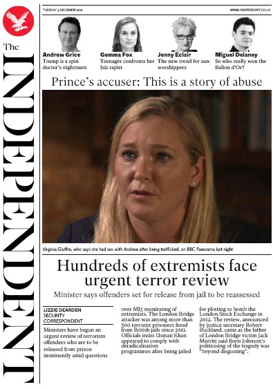 The Independent (UK) Front Page for 3 December 2019 | Paperboy Online ...
