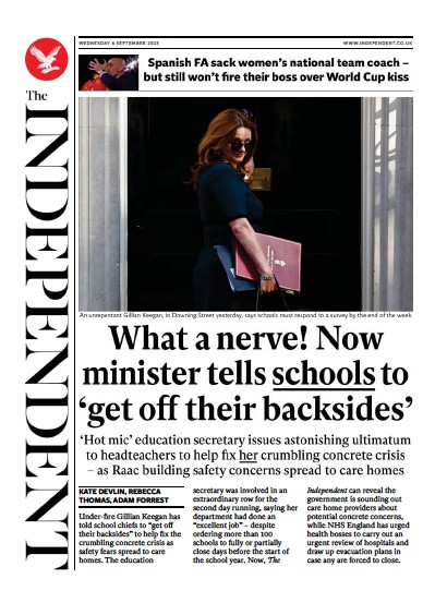 The Independent (UK) Front Page for 6 September 2023 | Paperboy Online ...