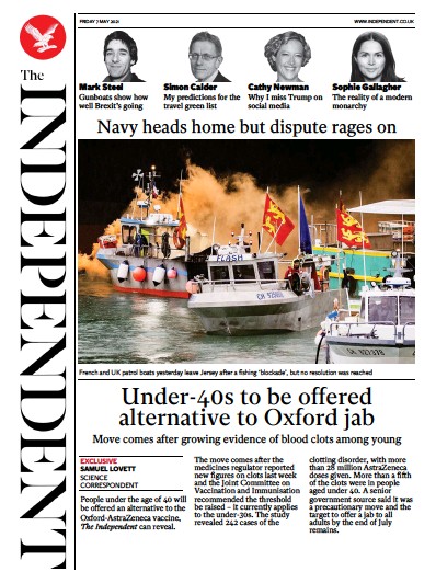 The Independent (UK) Front Page for 7 May 2021 | Paperboy Online Newspapers