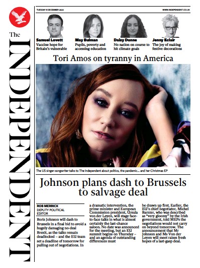 The Independent (UK) Front Page for 8 December 2020 | Paperboy Online ...