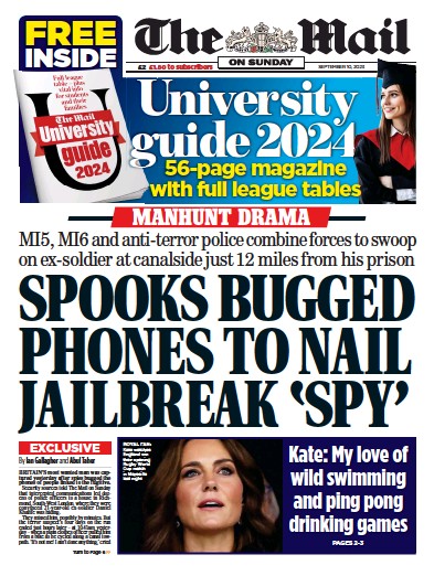The Mail on Sunday (UK) Front Page for 10 September 2023 | Paperboy ...