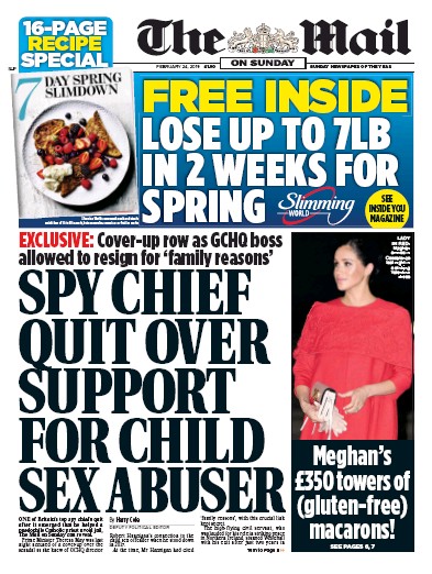 The Mail on Sunday (UK) Front Page for 24 February 2019 | Paperboy ...