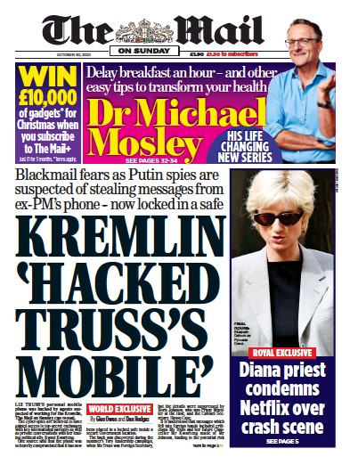The Mail on Sunday (UK) Front Page for 30 October 2022 | Paperboy ...