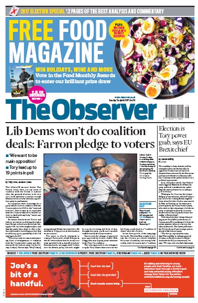 The Observer (UK) Front Page for 23 April 2017 | Paperboy Online Newspapers