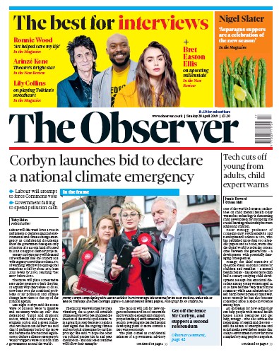 The Observer (UK) Front Page for 28 April 2019 | Paperboy Online Newspapers